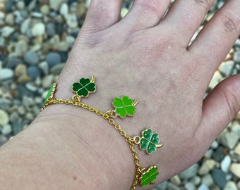 Hand Embroidered Beaded Strand Bracelet Shamrock Luck of the Irish ...