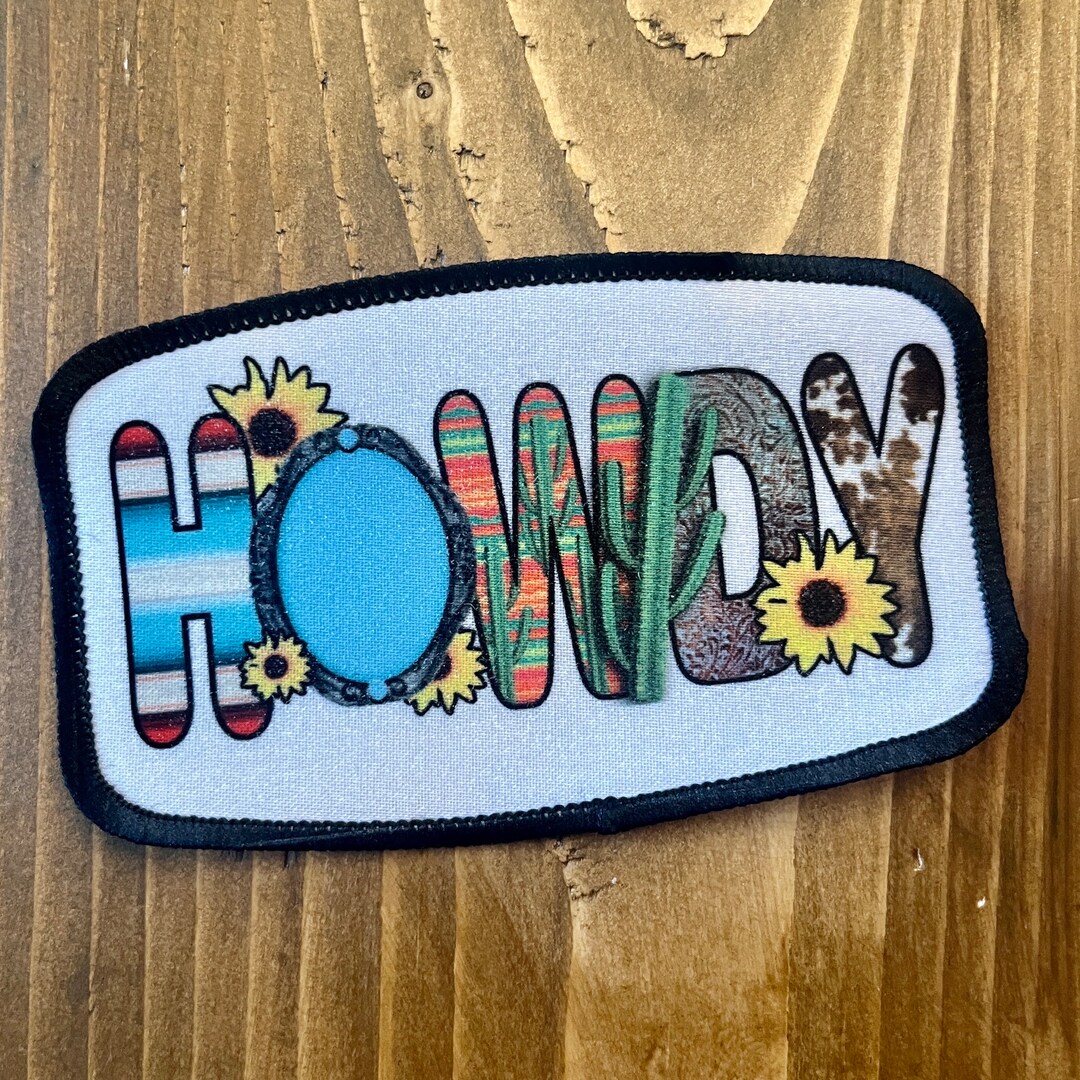 Howdy Iron on Patch, Country Iron on Patch, Trucker Hat Patch, Trucker ...