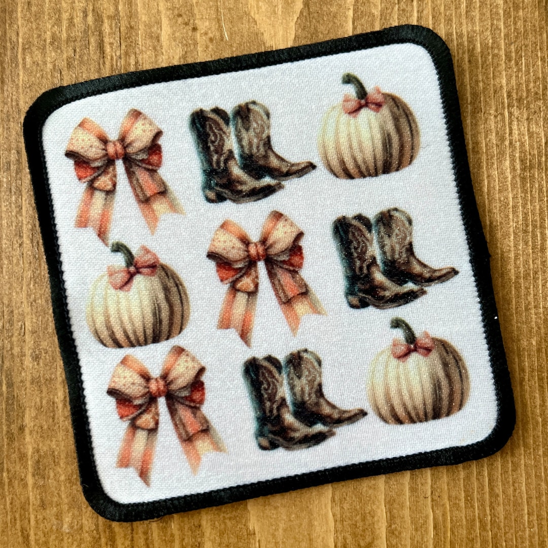 Pumpkins & Boots Iron on Patch, Trucker Hat Patch, Trucker Hat Patches ...