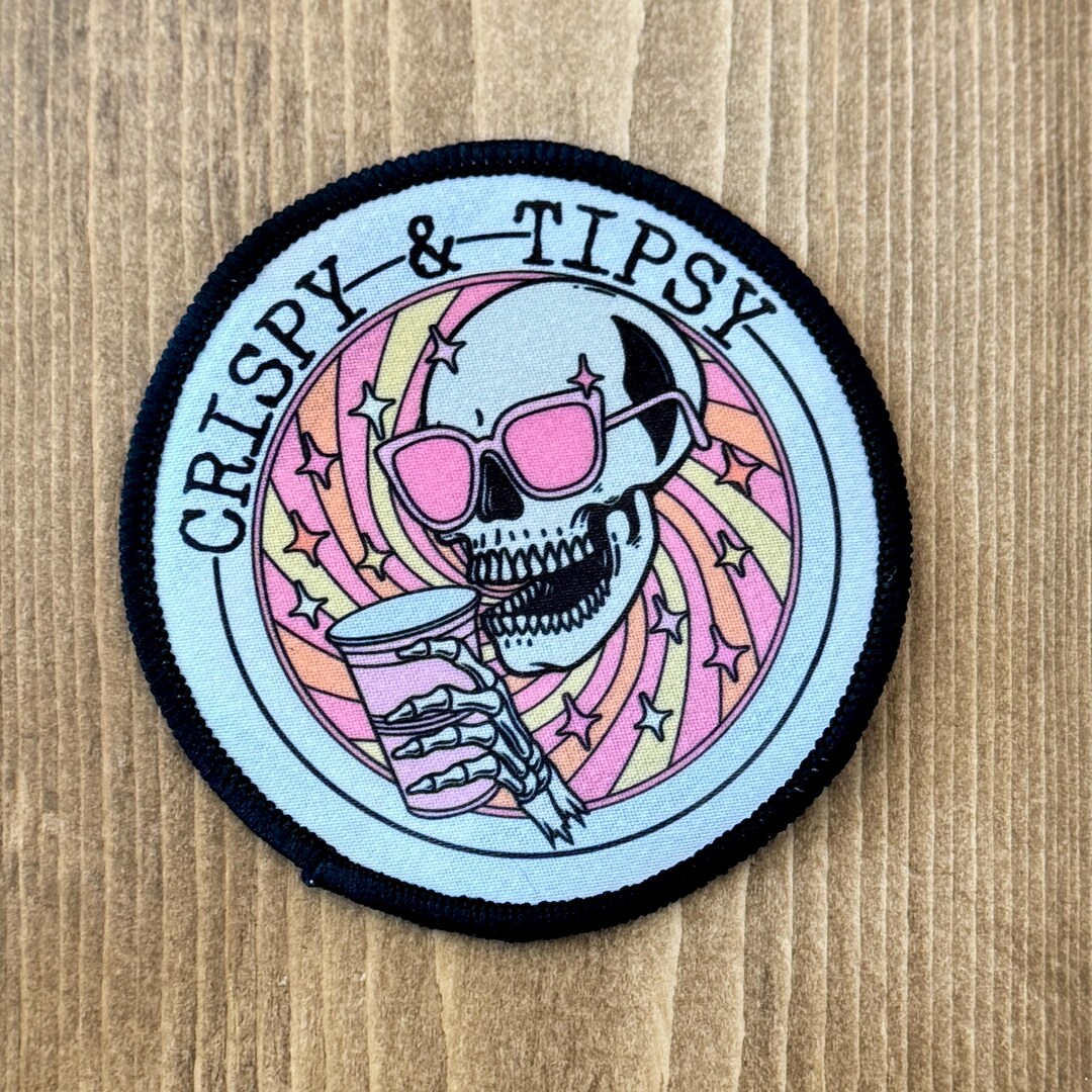 Crispy & Tipsy Iron on Patch, Tanning Patch, Trucker Hat Patch, Trucker Hat Patches, Iron on Hat ...