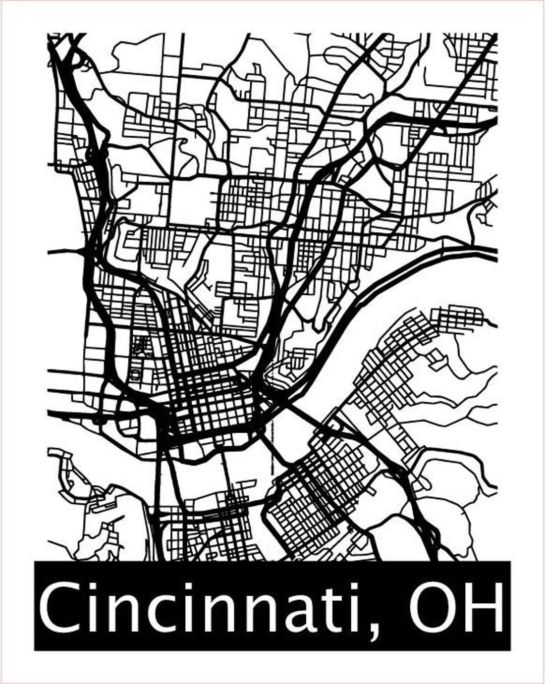 Laser Ready Cincinnati OH Road Map File, Glowforge File, Map File, Map ...
