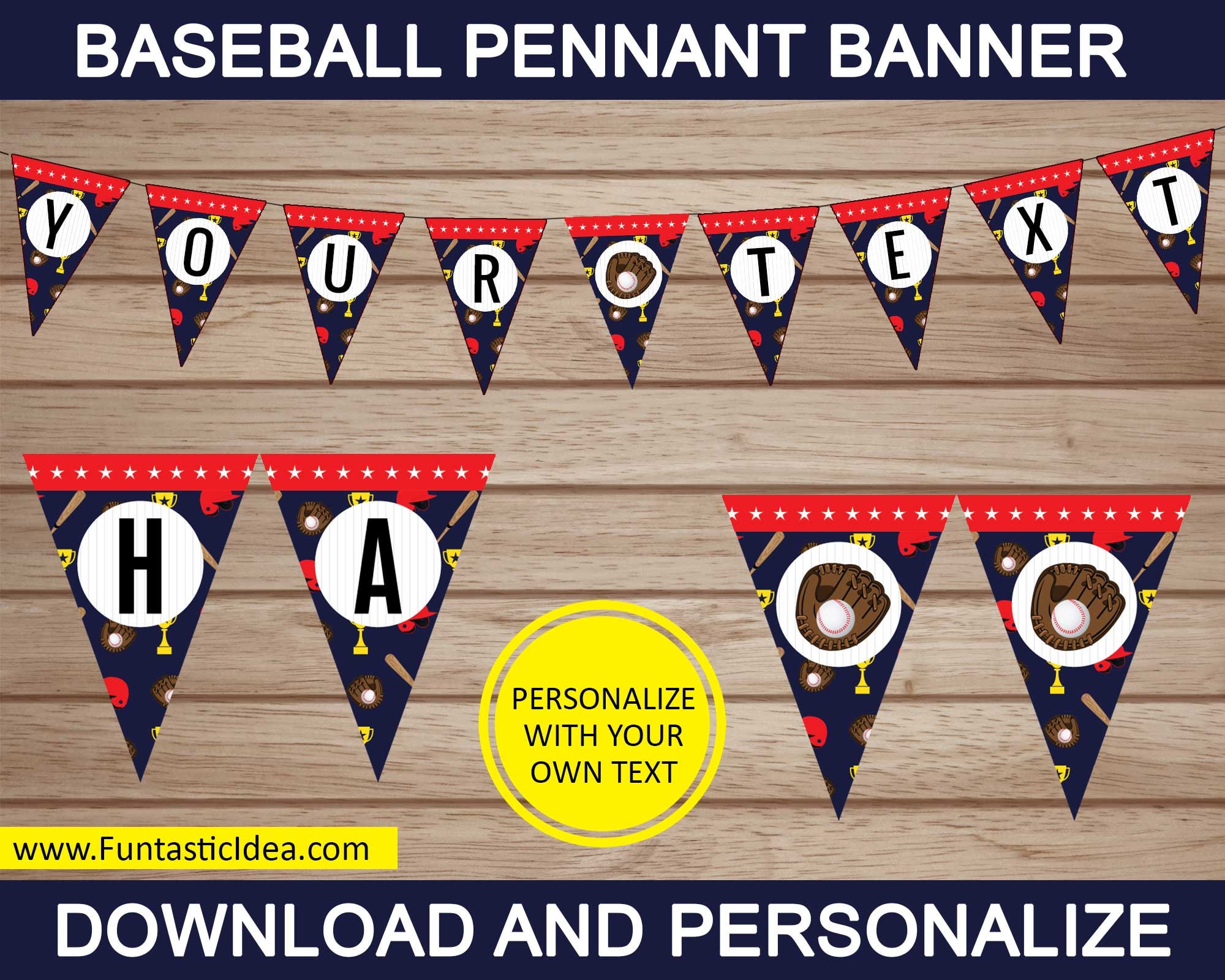 Baseball Party Pennant Banner, Baseball Party Banner, Baseball Party ...