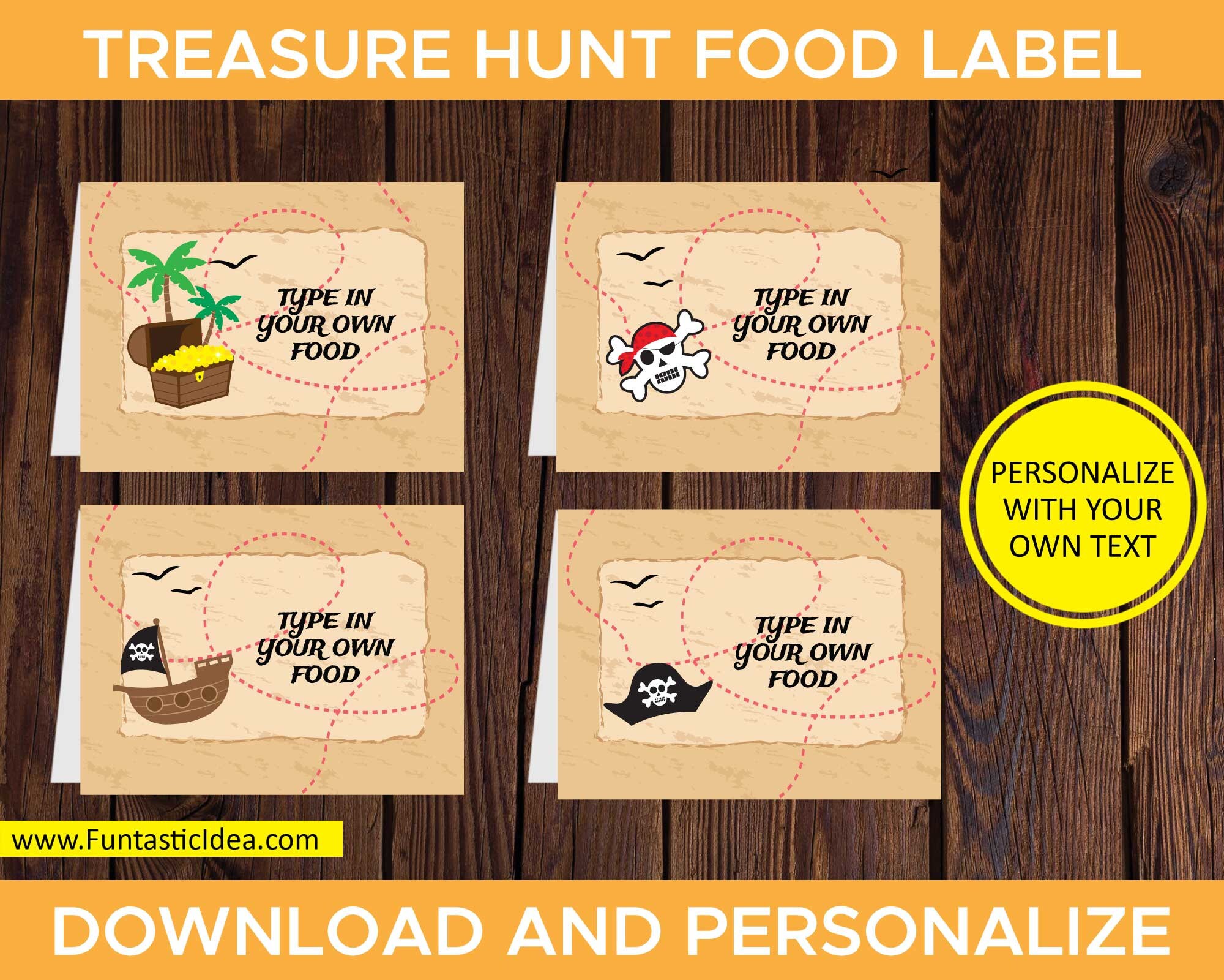 Treasure Hunt Food Labels, Treasure Hunt Place Cards, Treasure Hunt ...