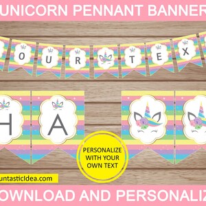 Unicorn Pennant Banner, Unicorn Party Banner, Unicorn Party Decoration ...