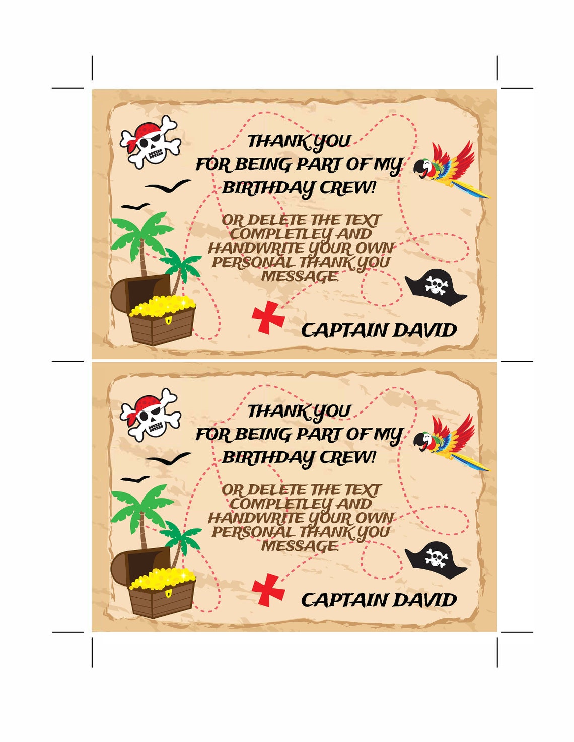 Treasure Hunt Thank You Cards, Treasure Hunt Thank You Notes, Treasure ...