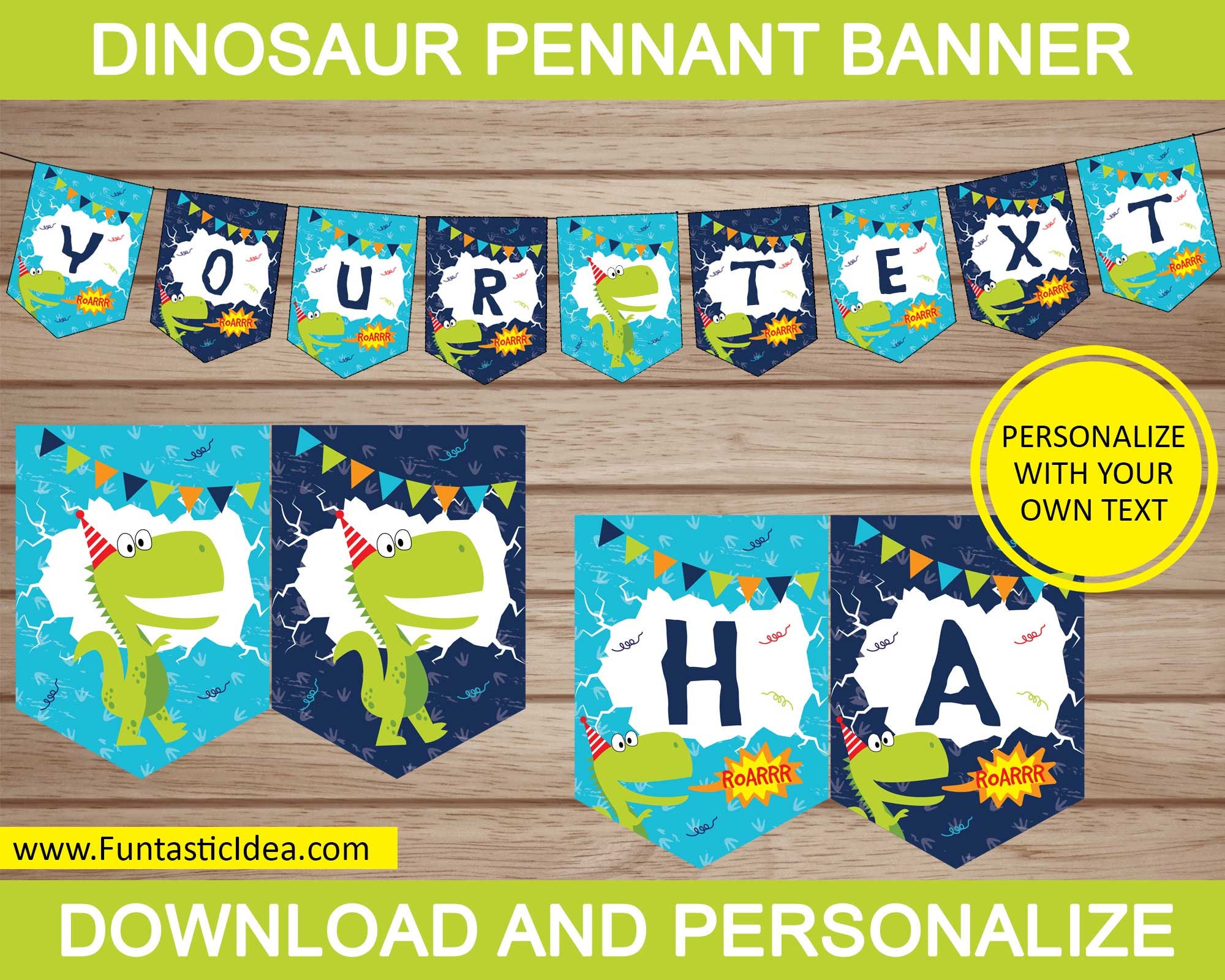 Dinosaur Pennant Banner, Dinosaur Party Banner, Dinosaur Party ...