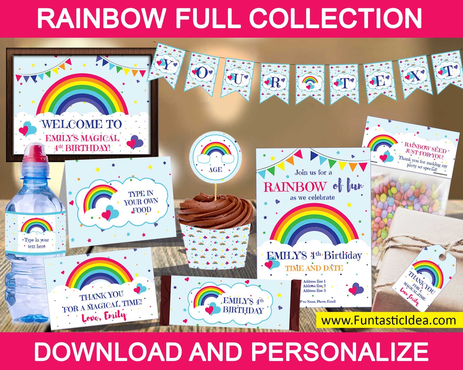 The Ultimate Rainbow Themed Party Kit, Rainbow Birthday Party Package ...