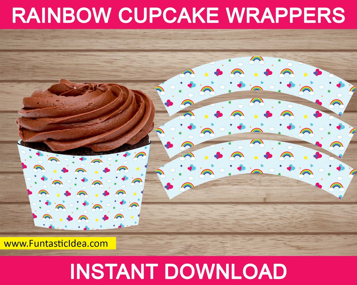 Rainbow Cupcake Wrappers - Rainbow Cupcakes, Rainbow Birthday Party ...