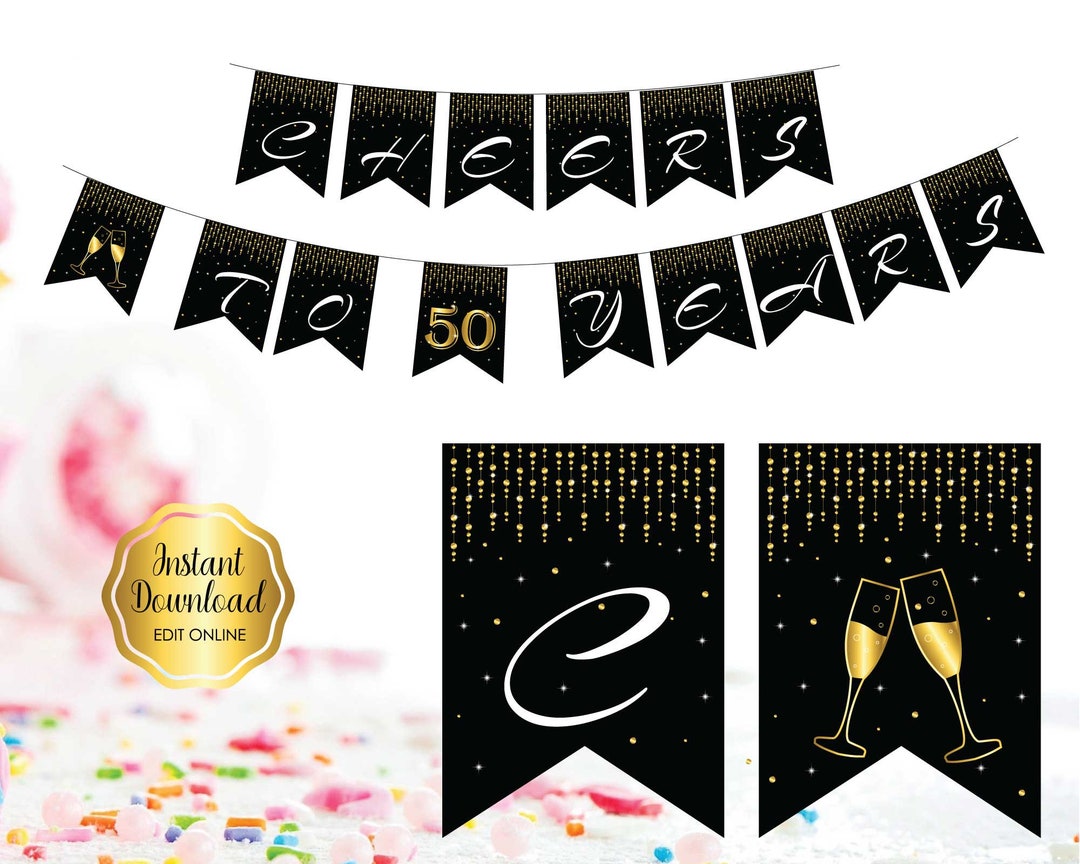 50th Party Pennant Banner, 50th Birthday Pennant Banner| Bundle Offer ...