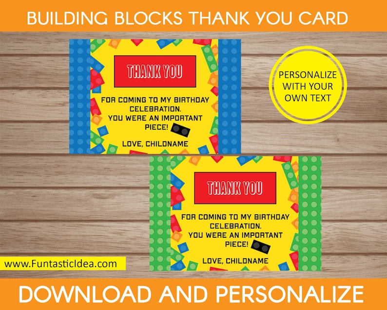 Building Blocks Thank You Cards, Building Blocks Thank You Notes ...