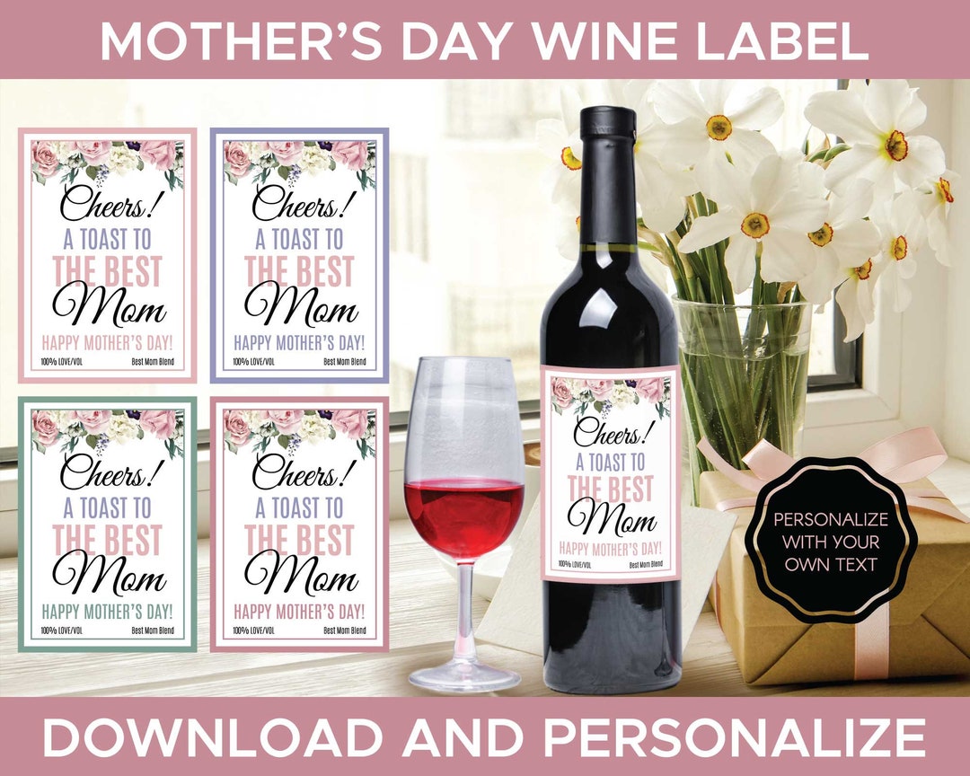 Mothers Day Wine Label, Gift for Mom, Mothers Day Gift, First Mothers ...