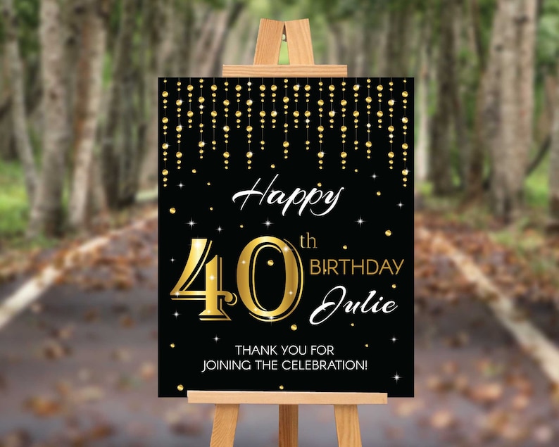 40th Birthday Welcome Sign Printable Elegant Design Bundle Offer