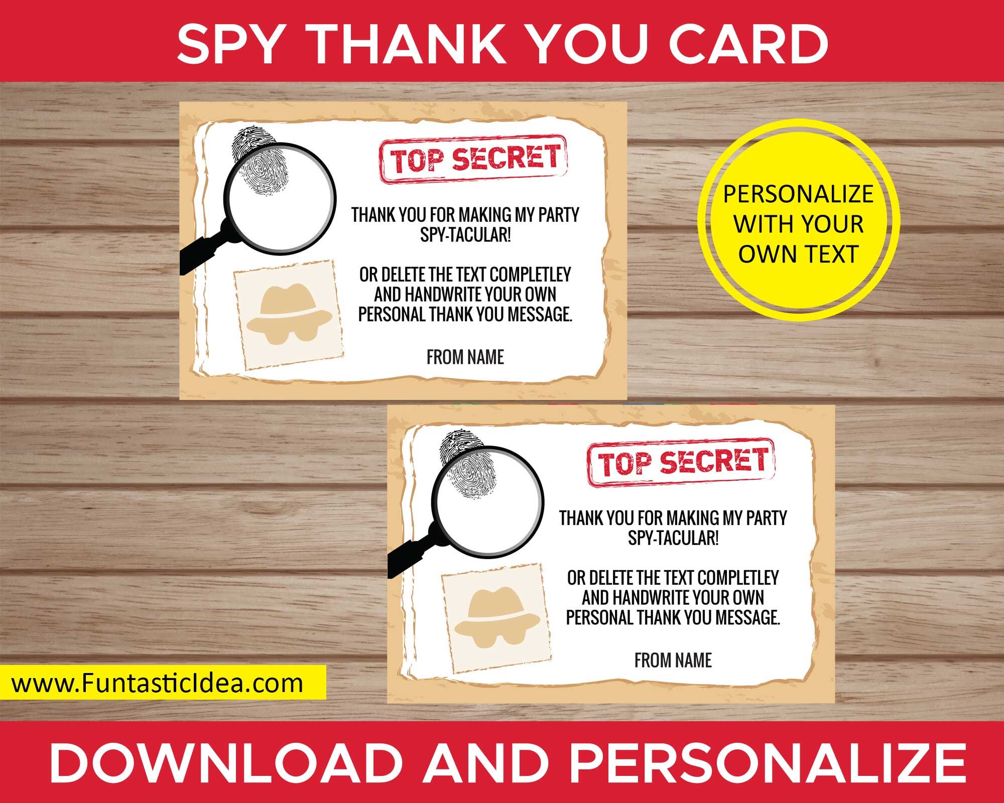 Spy / Secret Agent Thank You Cards, Spy Thank You Notes, Spy Thank You ...