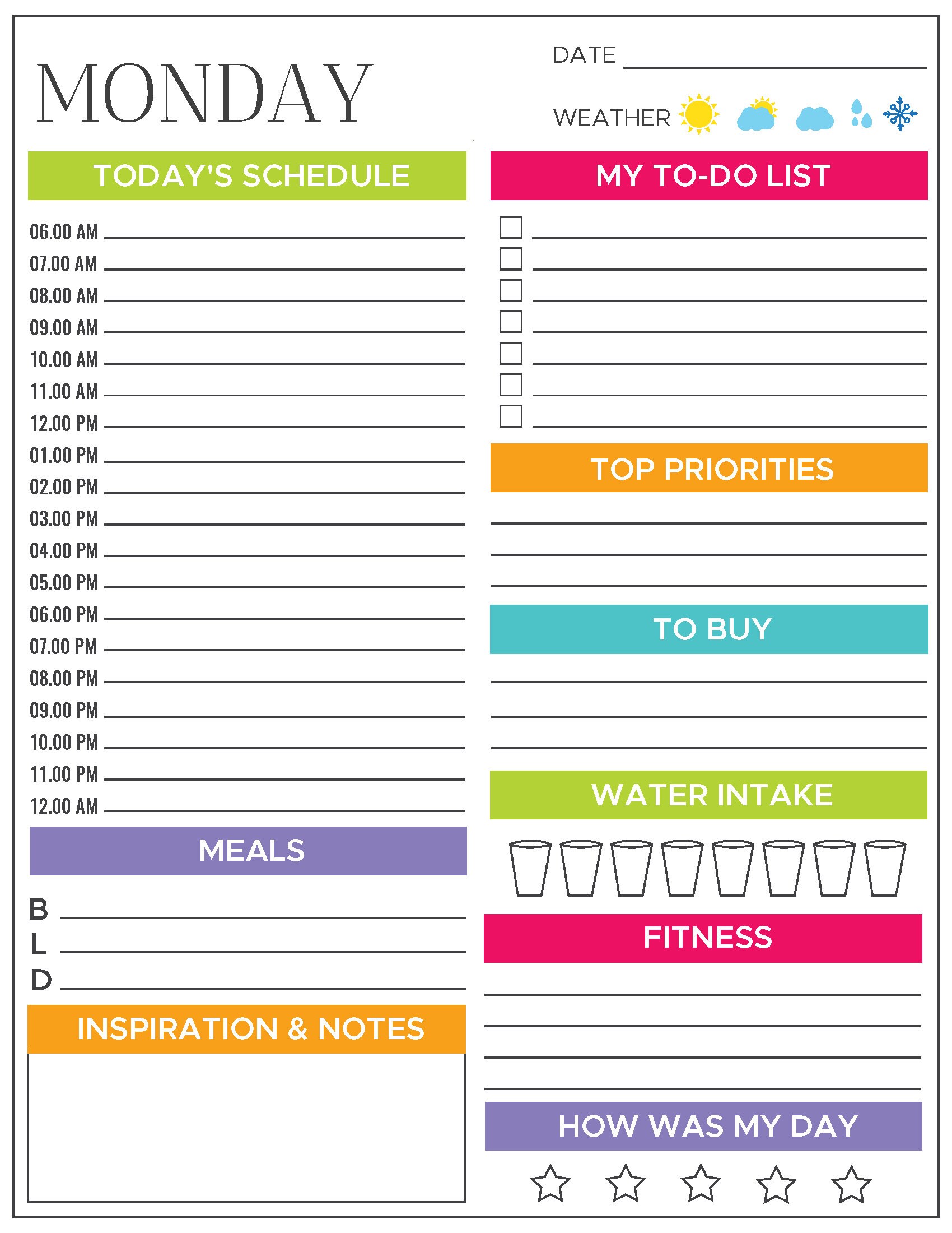 Daily Digital Planner 7-day Planner Daily Agenda Monday to Sunday 7 ...