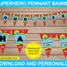 Superhero Pennant Banner, Superhero Party Banner, Superhero Party ...