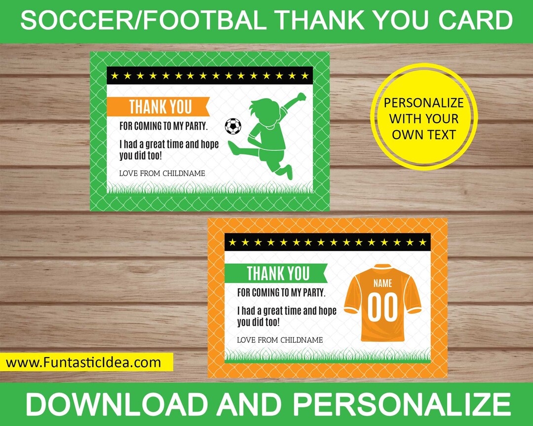 Soccer Thank You Cards, Soccer Thank You Notes, Soccer Thank You Card ...