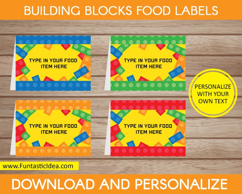 Building Blocks Party Food Labels, Building Blocks Place Cards ...