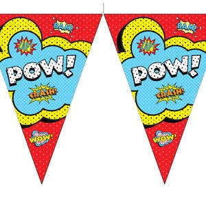 Superhero Pennant Banner, Superhero Party Banner, Superhero Party ...