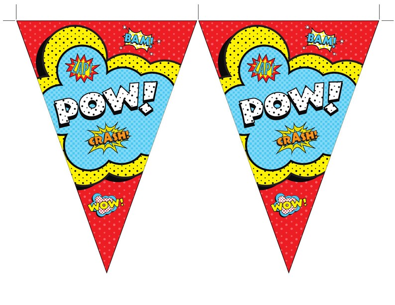 Superhero Pennant Banner Superhero Party Banner Superhero - Etsy