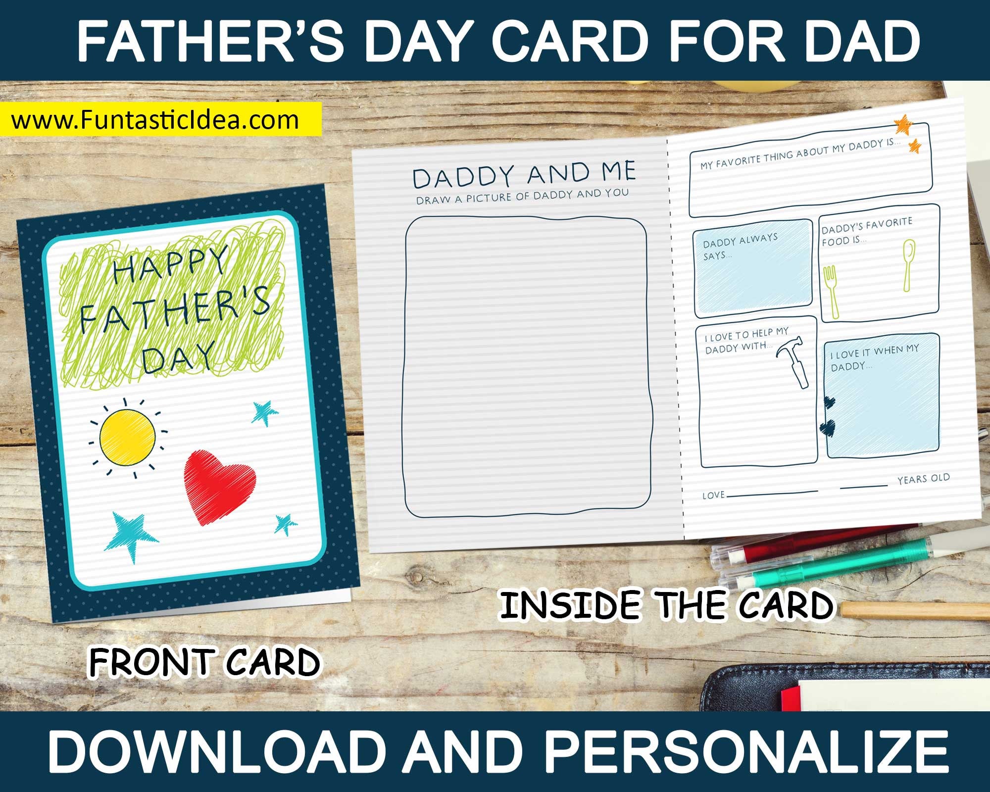 Card for Dad From Child, Card for Daddy, Kids Card for Dad, Father's ...
