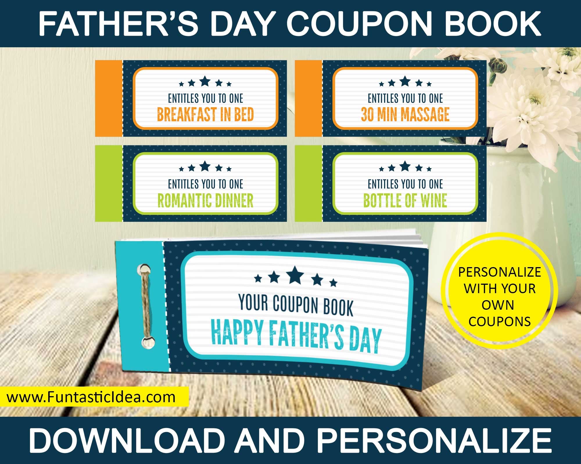 Fathers Day Coupon Book, Fathers Day Vouchers, Fathers Day Coupons ...