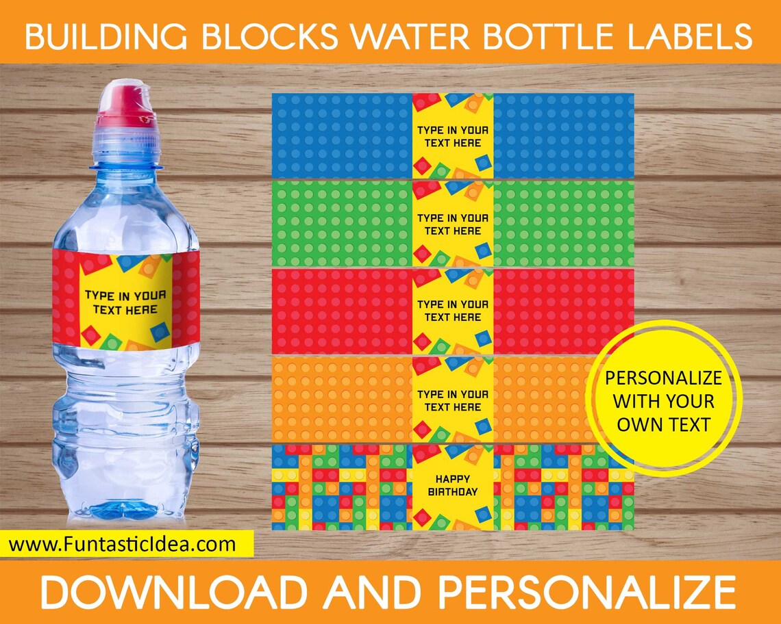 Building Blocks Bottle Labels, Building Blocks Water Bottle Labels ...