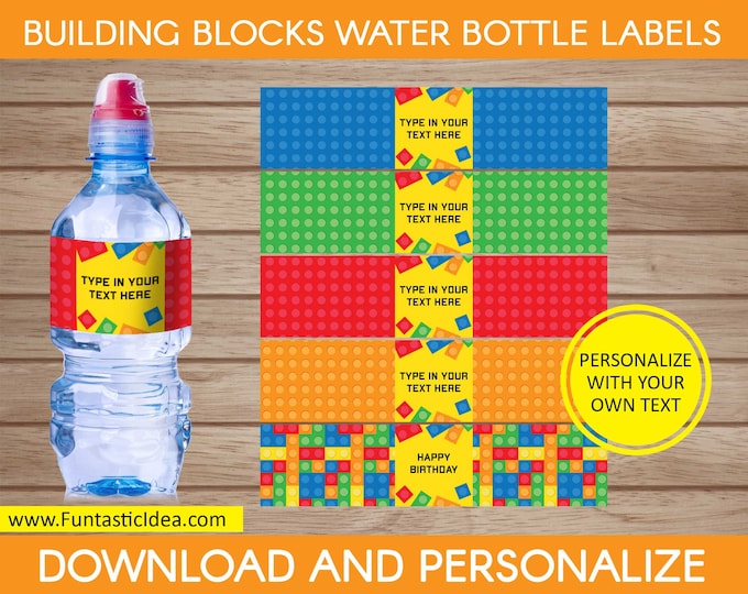 Building Blocks Bottle Labels, Building Blocks Water Bottle Labels ...