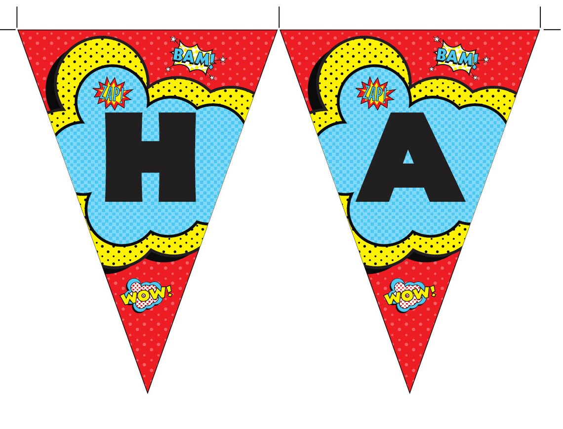 Superhero Pennant Banner, Superhero Party Banner, Superhero Party ...