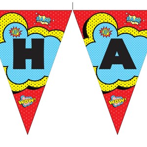 Superhero Pennant Banner, Superhero Party Banner, Superhero Party ...