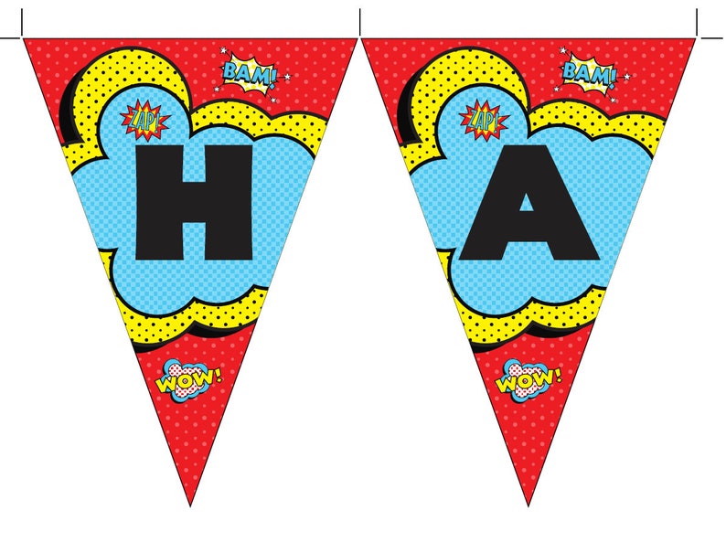 Superhero Pennant Banner, Superhero Party Banner, Superhero Party ...