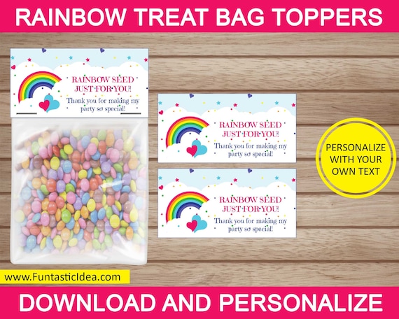 Rainbow Themed Party Treat Bag Toppers Rainbow Favor Bags - Etsy