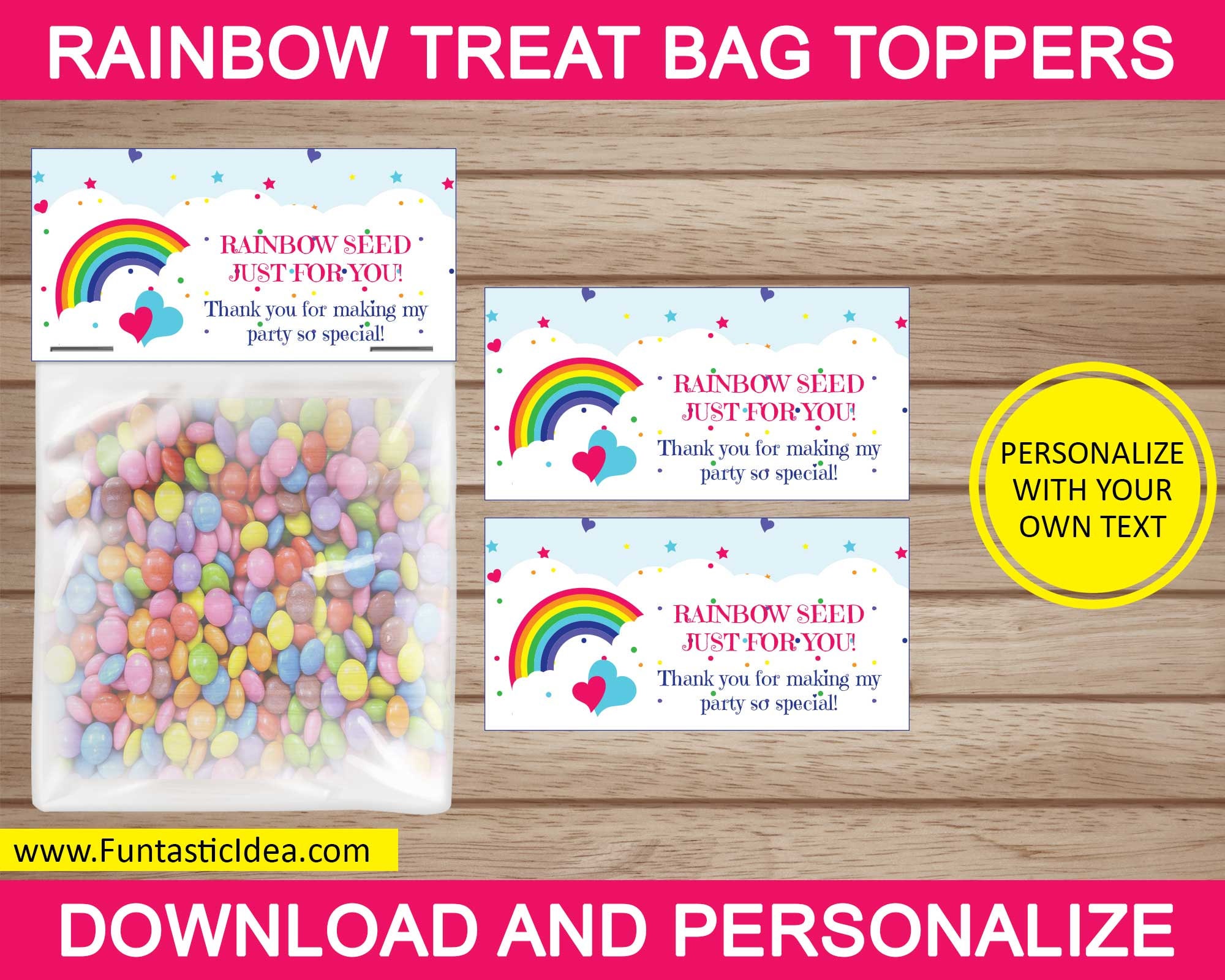 Rainbow Themed Party Treat Bag Toppers, Rainbow Favor Bags, Rainbow ...