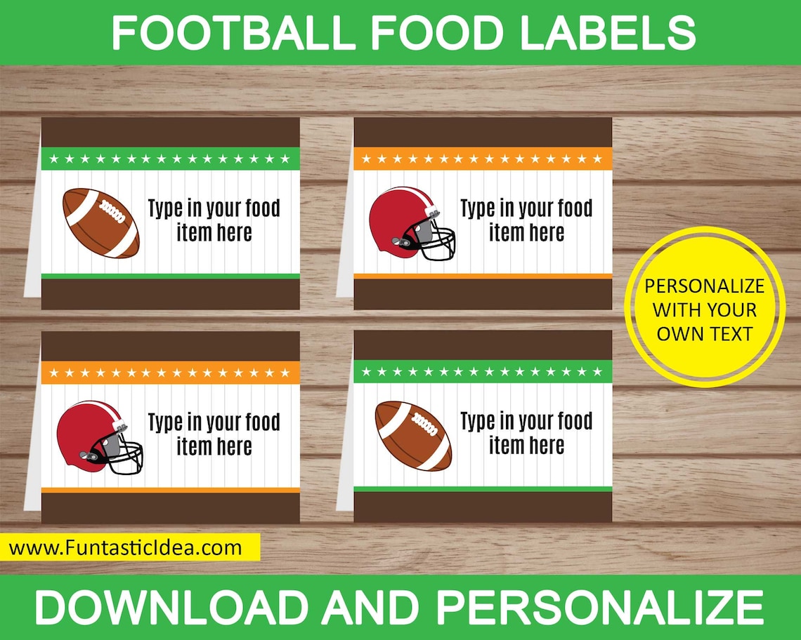 Football Party Food Labels, Football Place Cards, Football Tent Cards ...