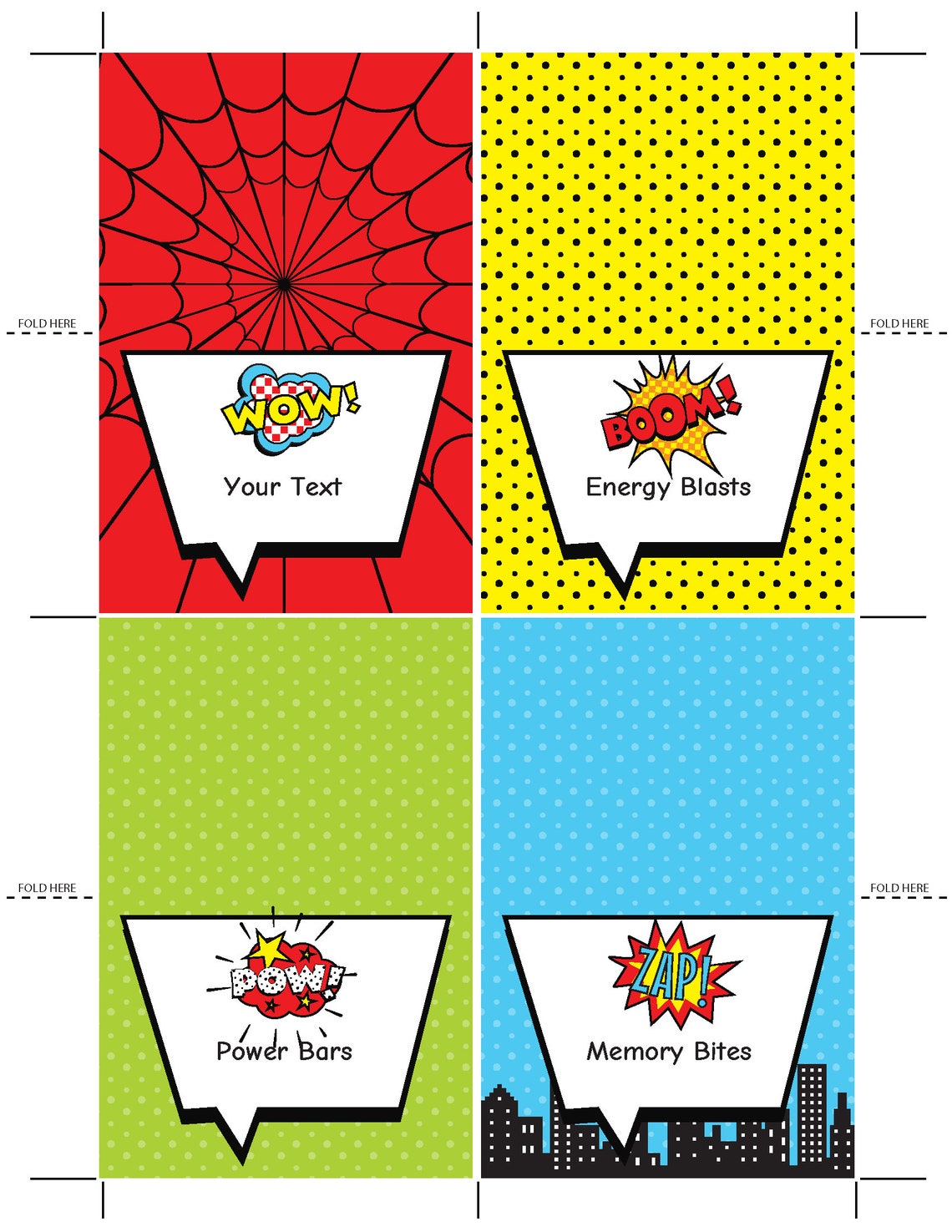 Superhero Food Labels, Superhero Place Cards, Superhero Tent Cards ...