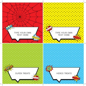 Superhero Treat Bag Toppers, Superhero Favor Bag Toppers, Superhero ...