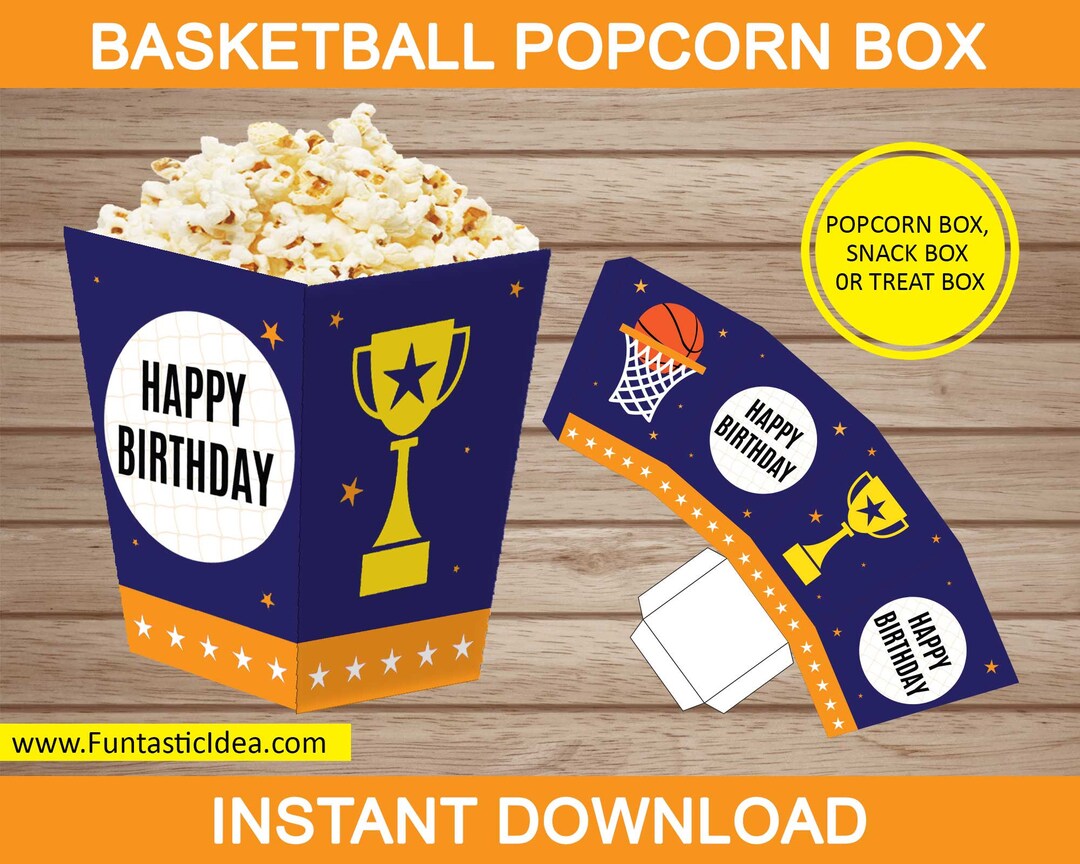Basketball Party Popcorn Boxes, Basketball Popcorn Containers ...