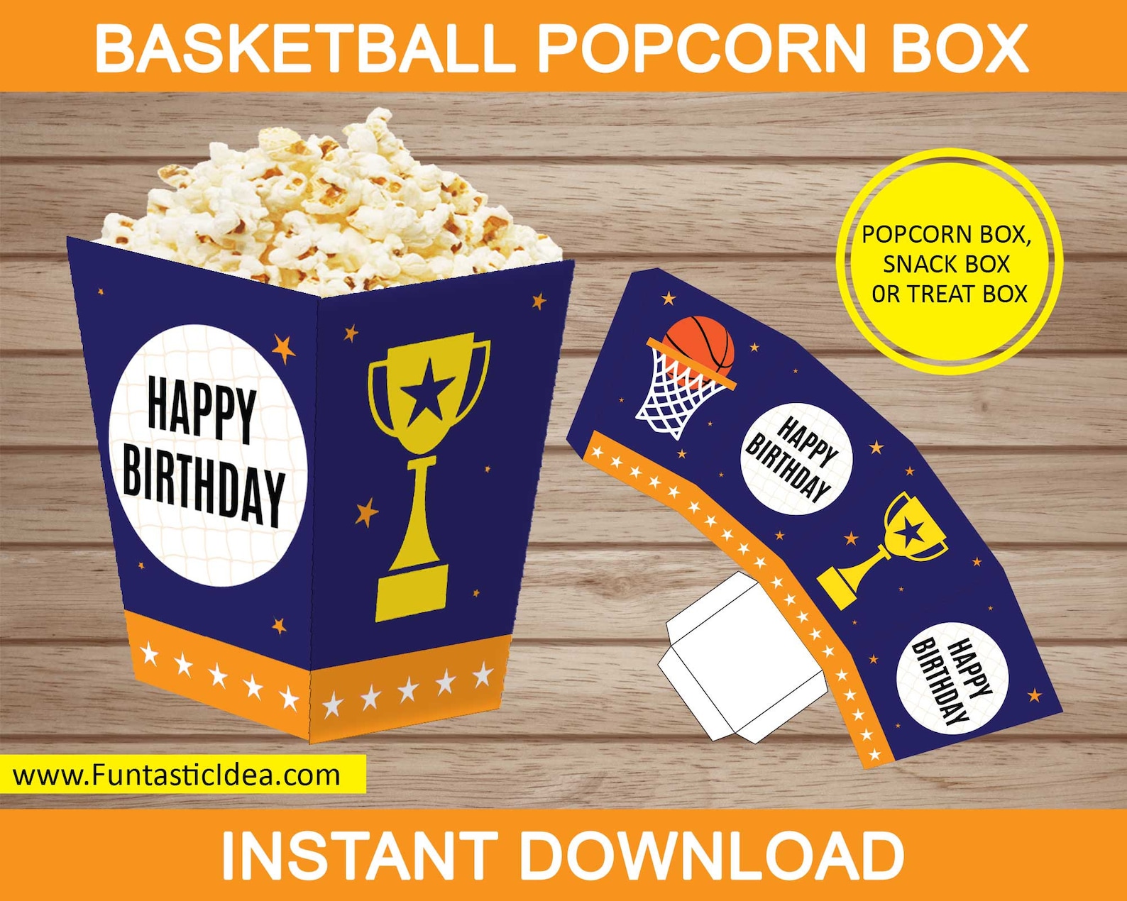 Basketball Party Popcorn Boxes, Basketball Popcorn Containers ...