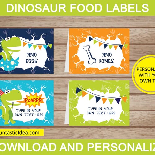 Dinosaur Food Labels Printable T-rex Food Tent Cards - Etsy