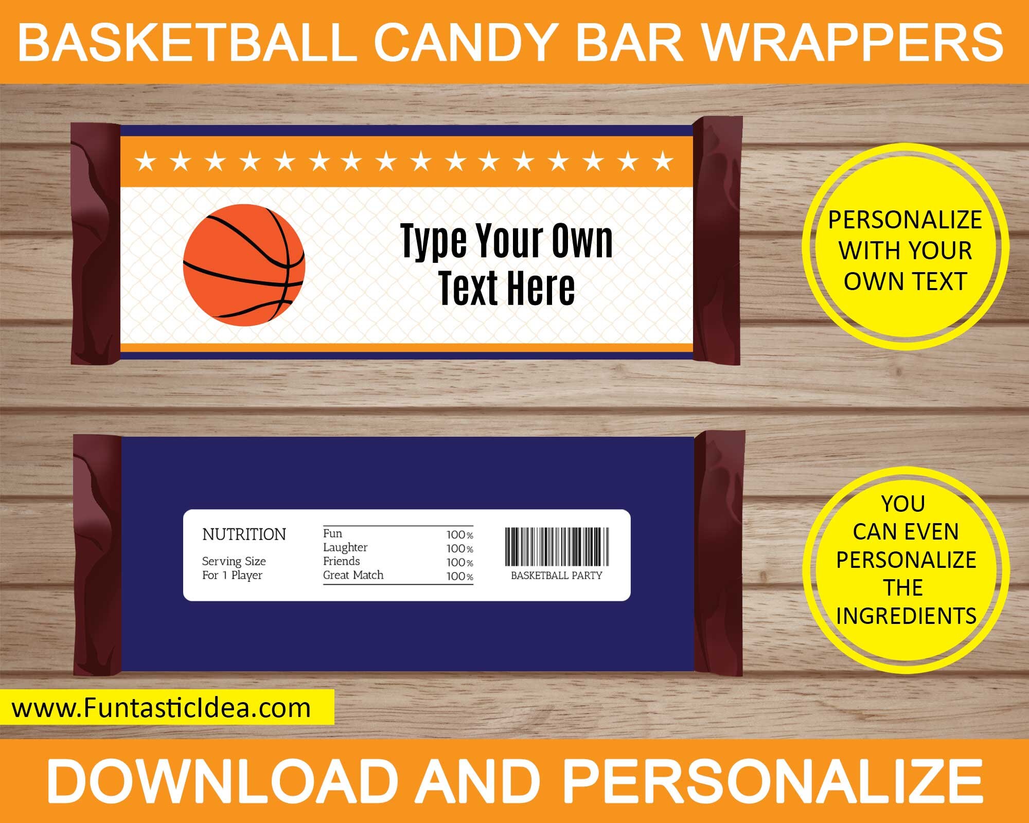 Basketball Candy Bar Wrappers, Basketball Chocolate Bar Labels ...