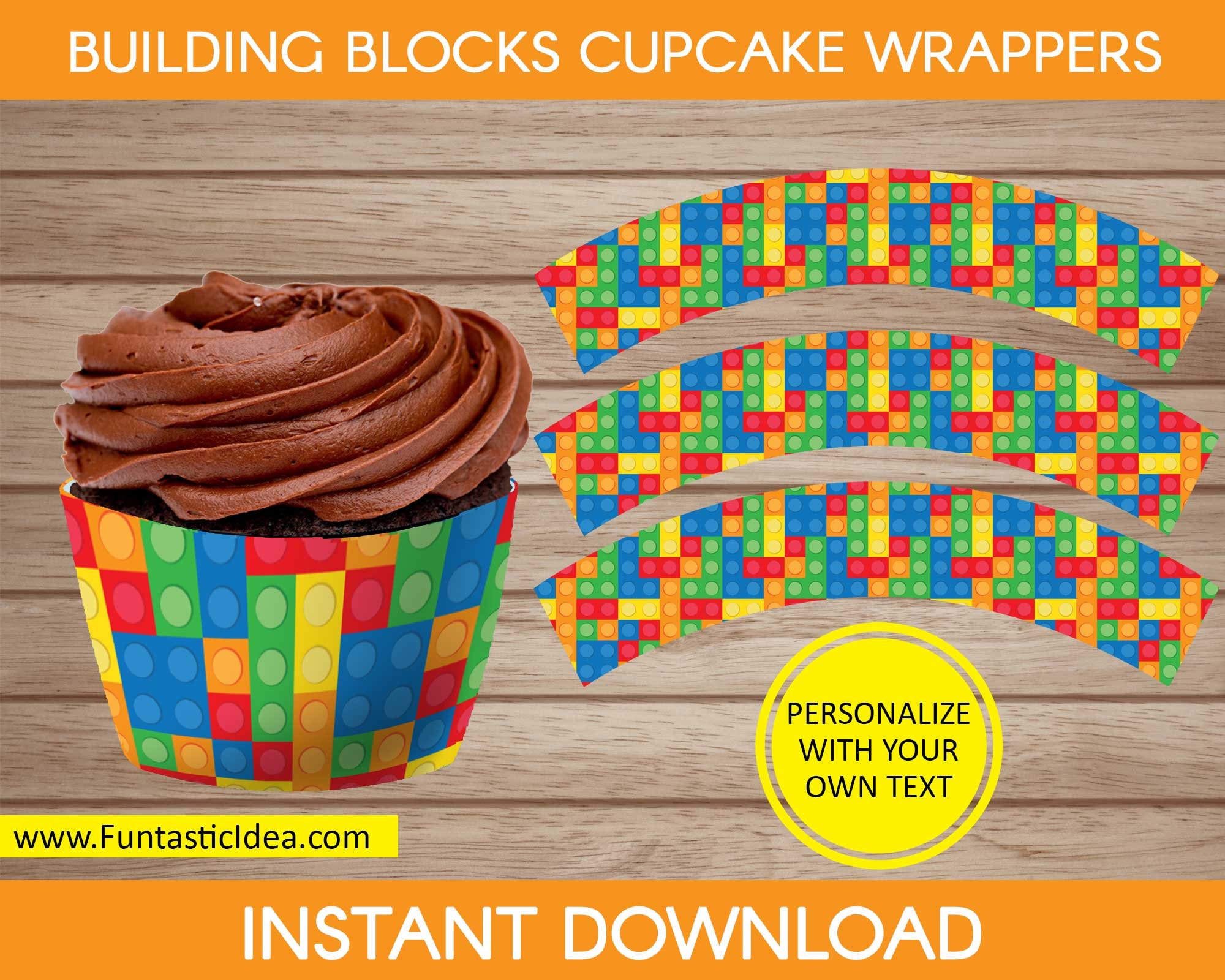 Building Blocks Cupcake Wrappers, Building Blocks Cupcakes, Building ...