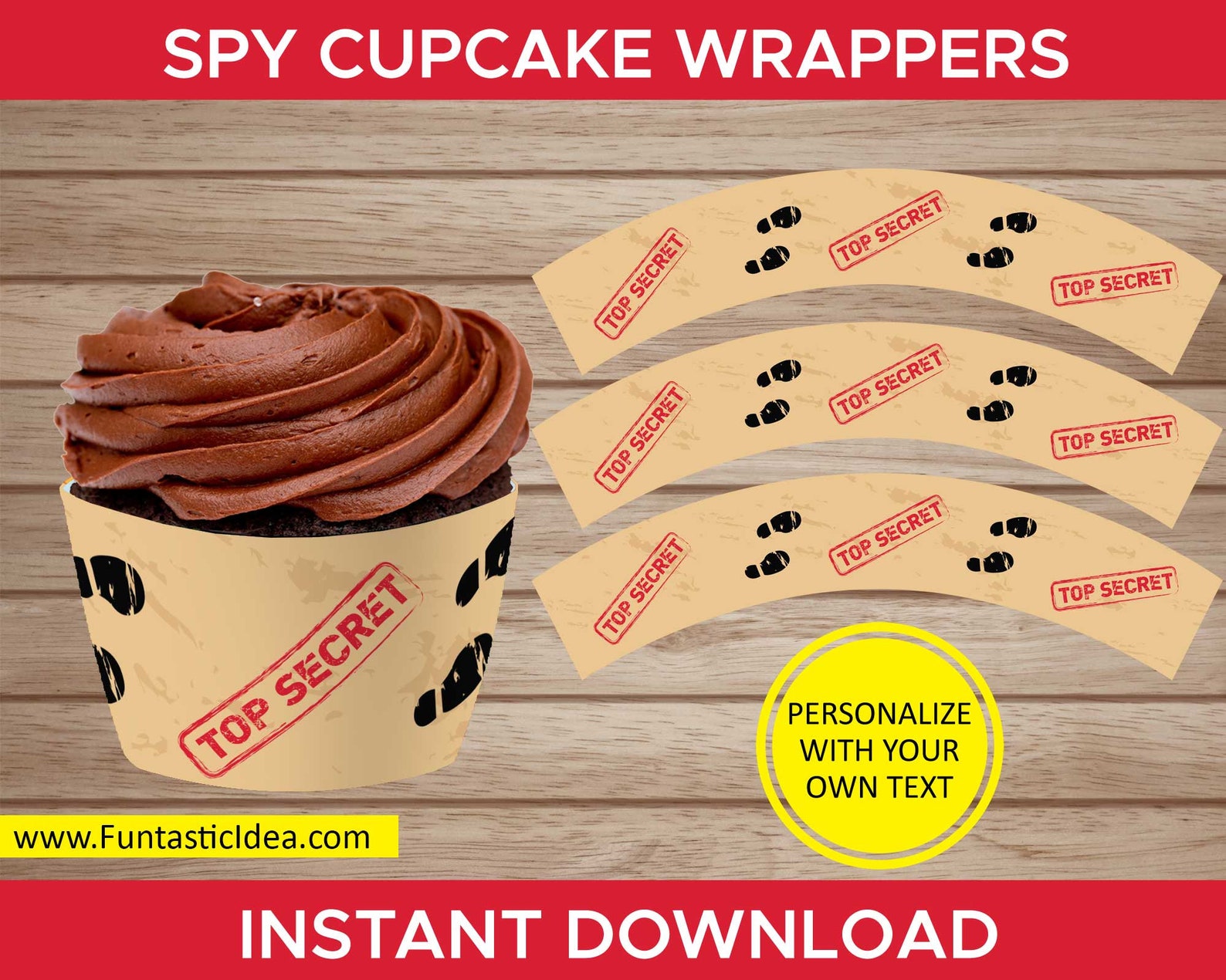 Spy / Secret Agent Cupcake Wrappers - Spy Cupcakes, Spy Birthday Party ...