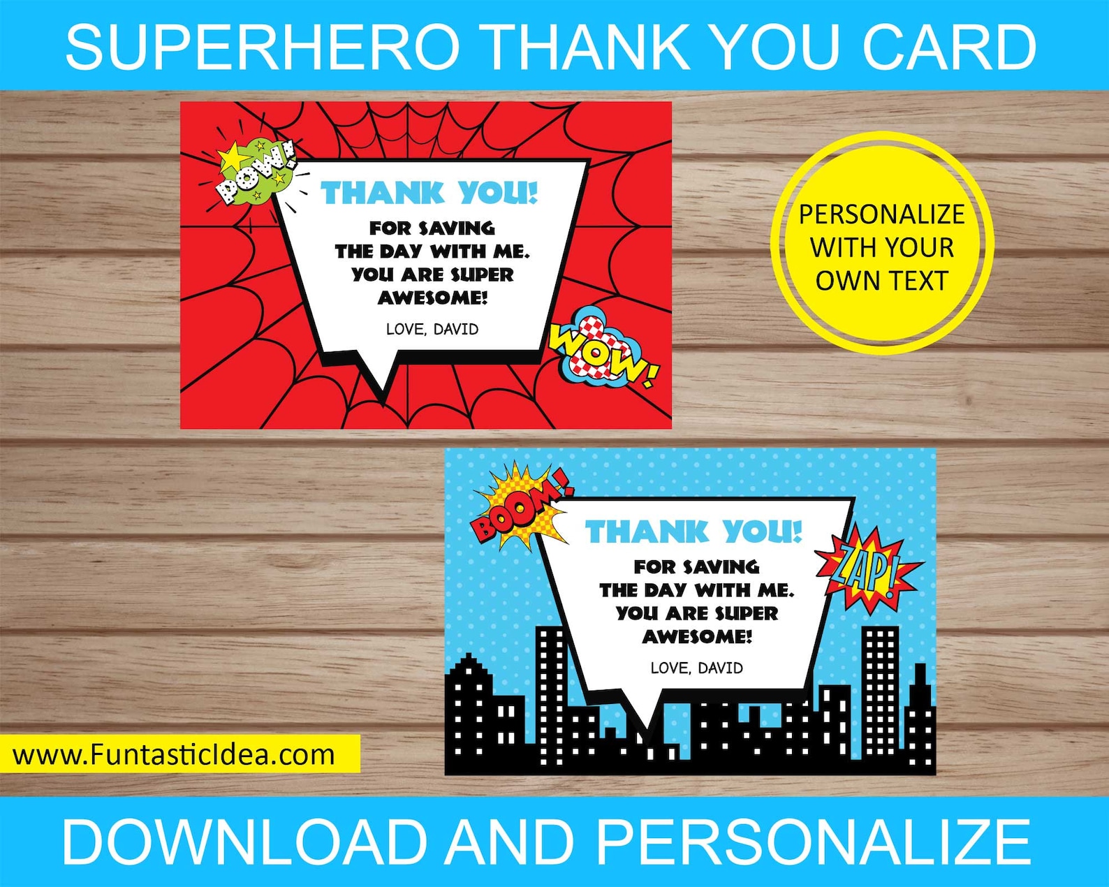 Super Hero Thank You Cards, Super Hero Thank You Notes, Superhero Thank ...