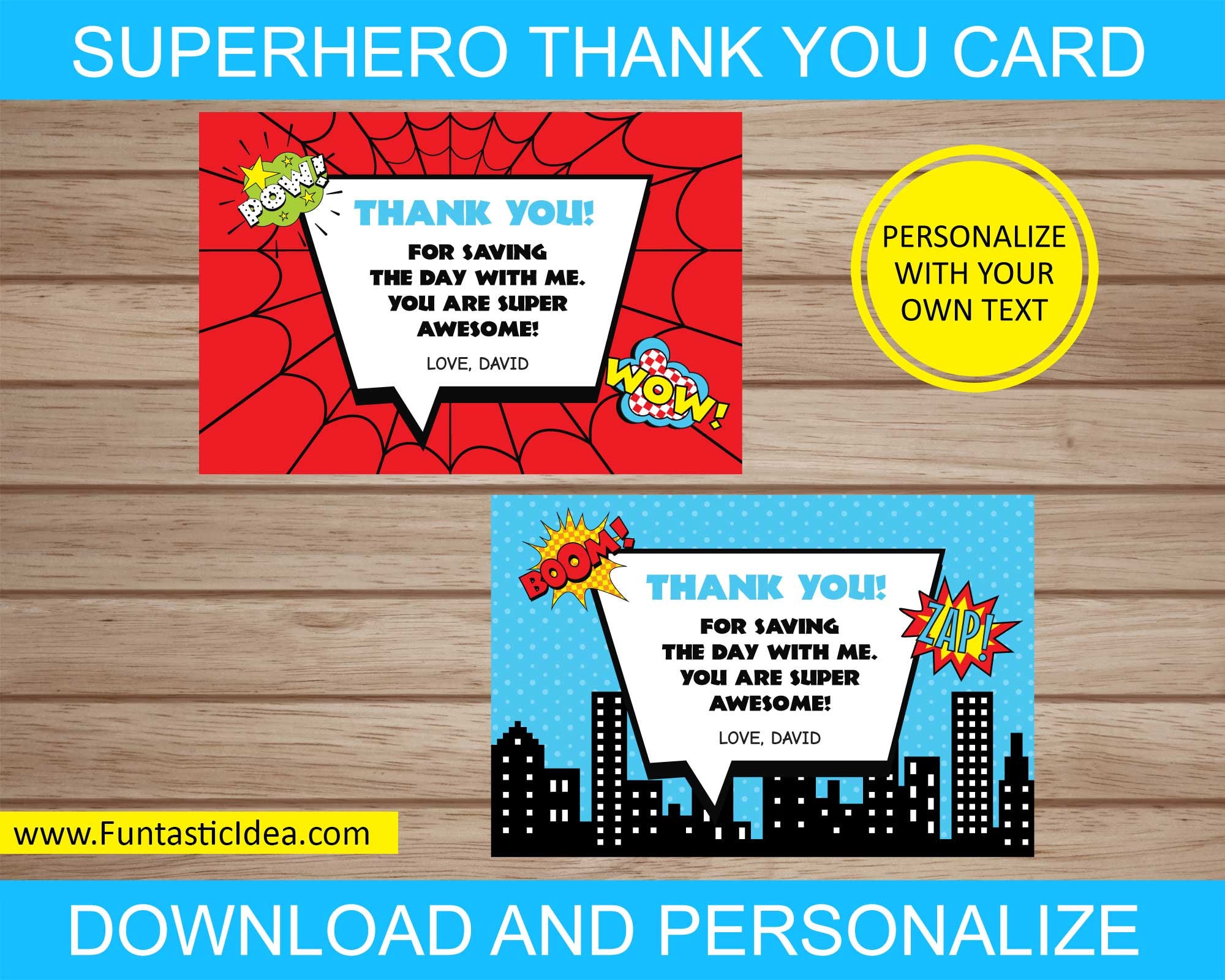 Super Hero Thank You Cards, Super Hero Thank You Notes, Superhero Thank ...