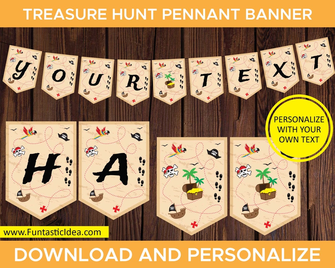 Treasure Hunt Pennant Banner, Treasure Hunt Party Banner, Treasure Hunt ...