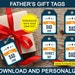 Fathers Day Gift Tags, Fathers Day Gift Labels, Gift for Dad, Fathers ...