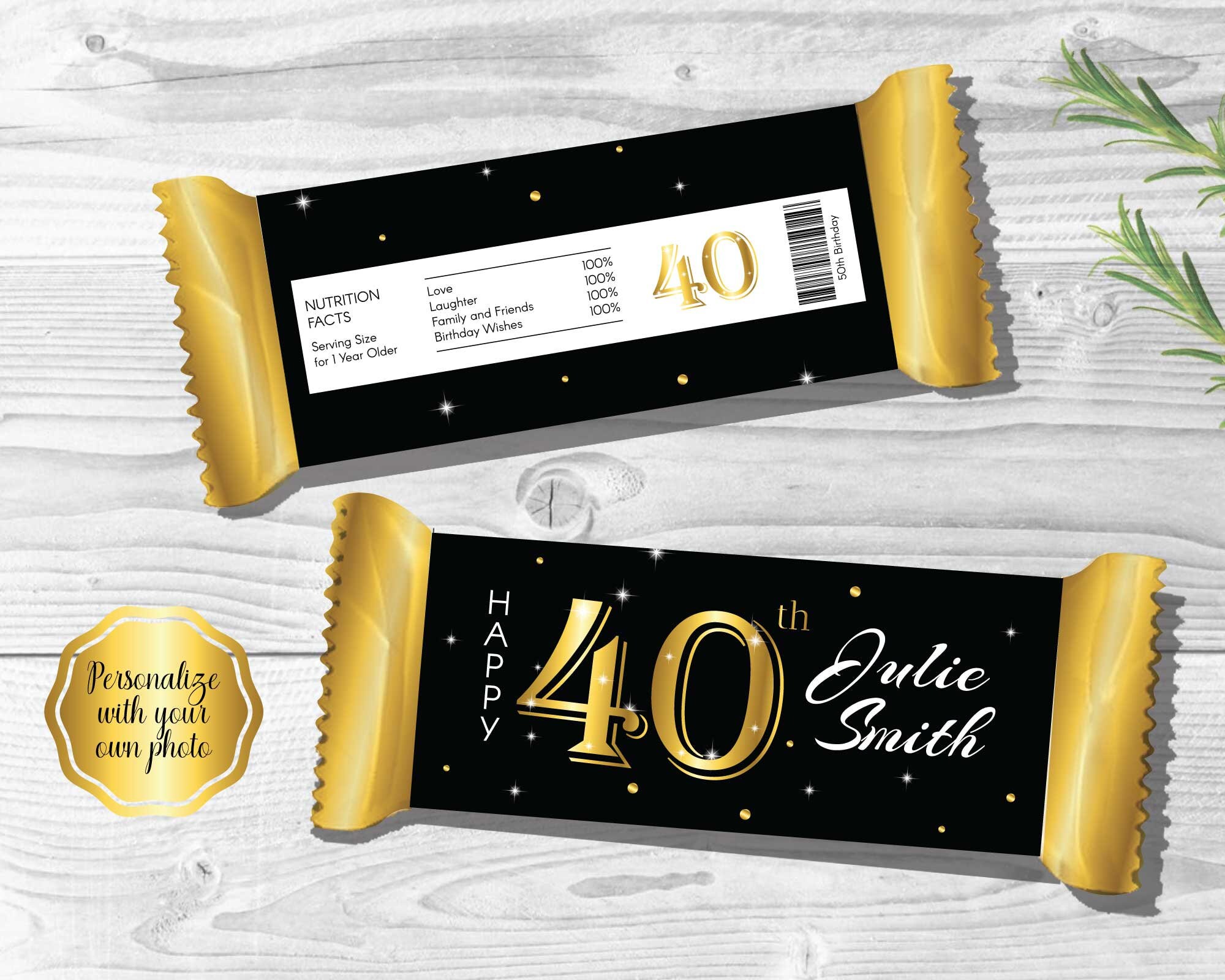 40th Birthday Candy Bar Wrapper, 40 Candy Bar Wrapper | Bundle Offer ...