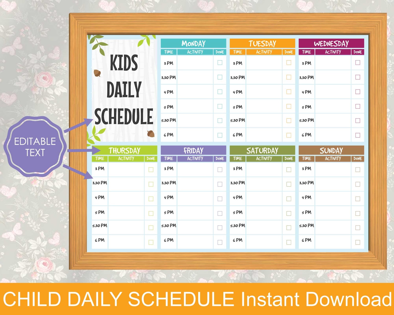 Kids Daily Schedule | Daily Planner for Kids | Hourly Planner for Kids ...