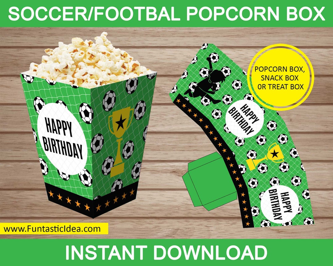 Soccer Party Popcorn Boxes, Soccer Popcorn Containers, Soccer Party ...