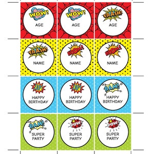 Superhero Birthday Cupcake Toppers, Superhero Circles, Superhero Cake ...