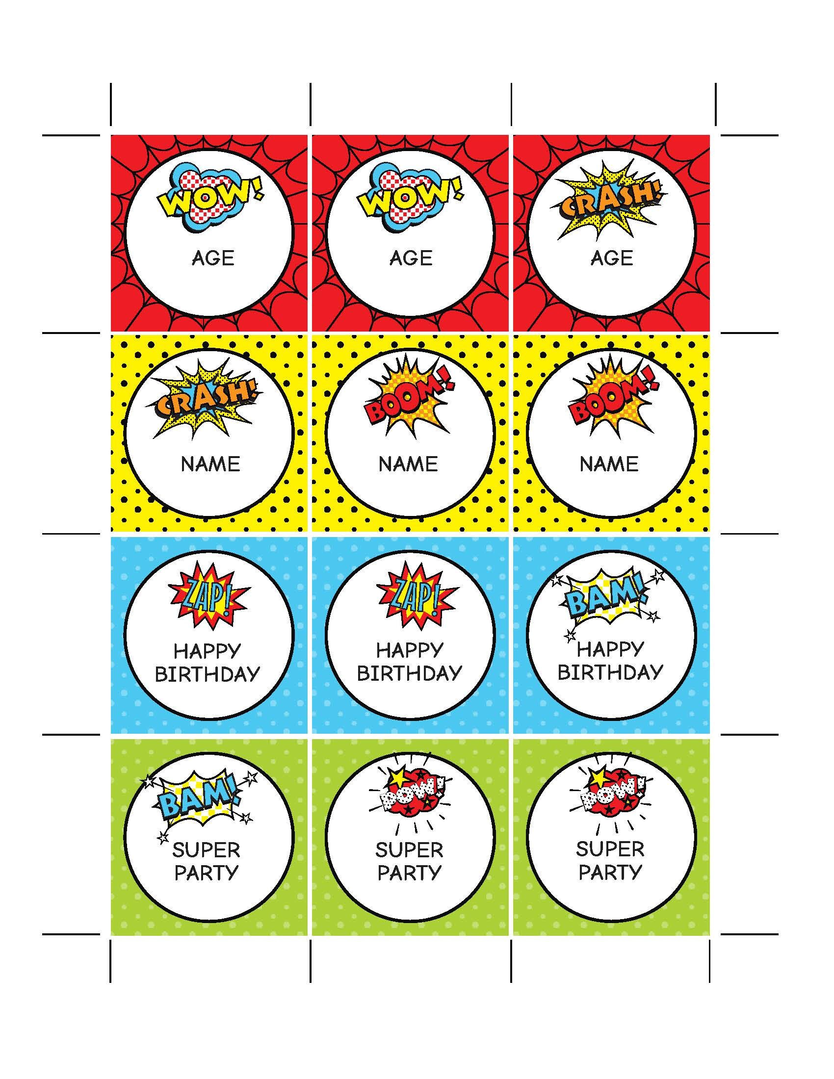 Superhero Birthday Cupcake Toppers, Superhero Circles, Superhero Cake ...